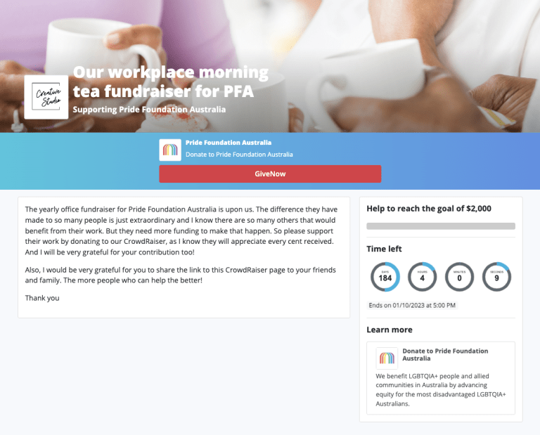 How to use CrowdRaiser for your workplace fundraiser - Pride Foundation Australia
